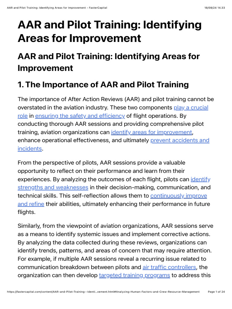 AAR and Pilot Training: Identifying Areas For Improvement ...