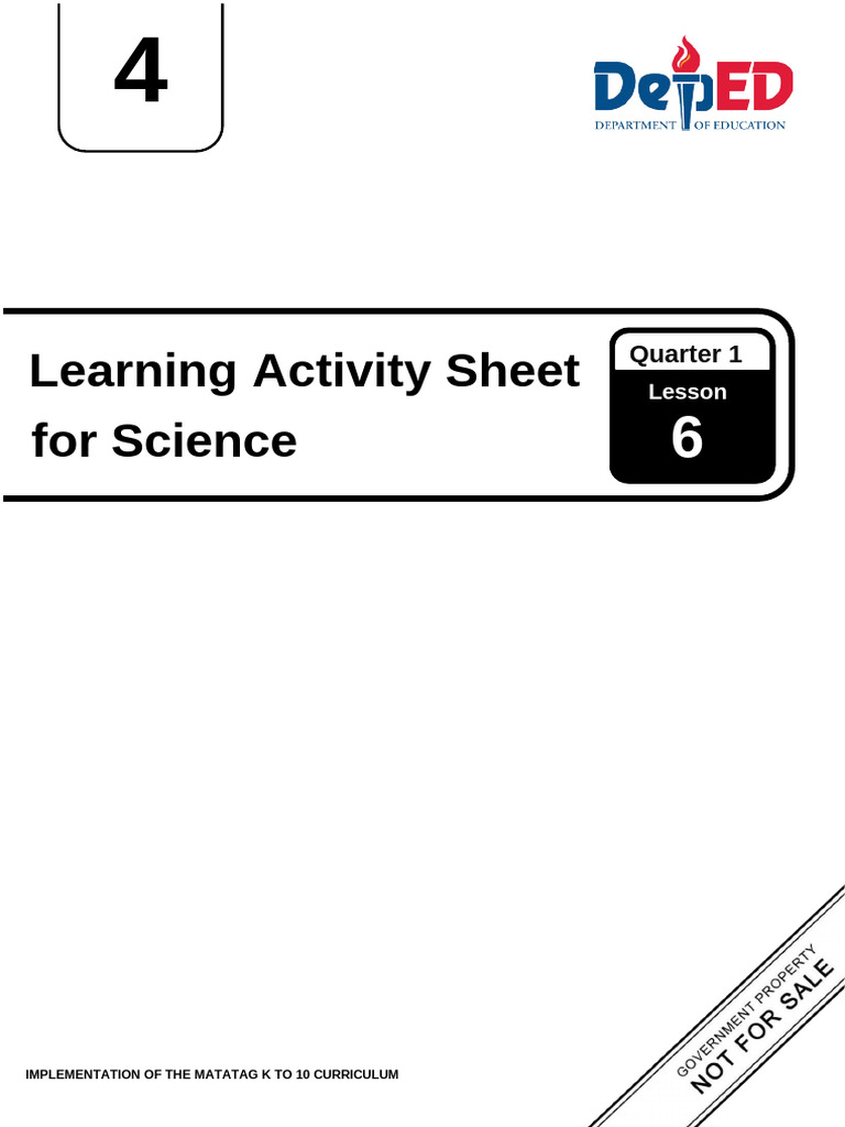 Q1 WS Science4 Lesson6-Week-6 | PDF