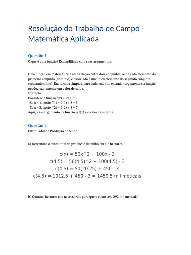 Resolucao Trabalho Matematica Aplicada Final | PDF