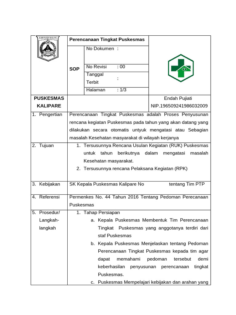 Sop PTP | PDF