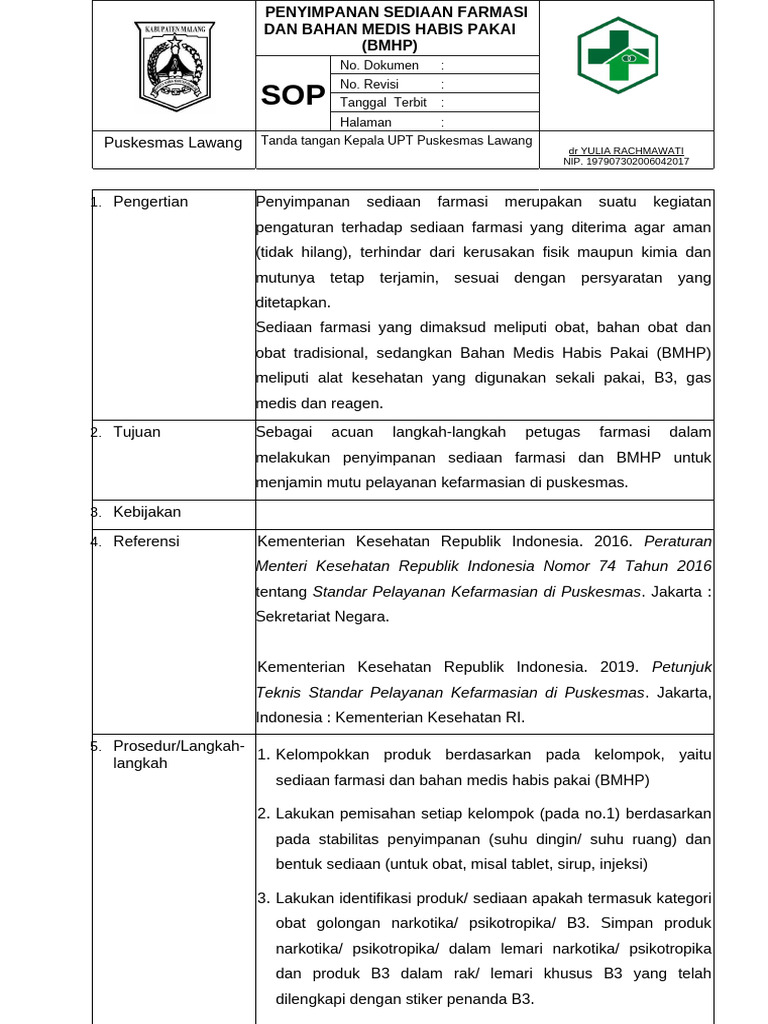Sop Penyimpanan-2022 | PDF