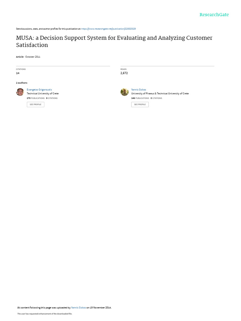 MUSA A Decision Support System For Evaluating and | PDF