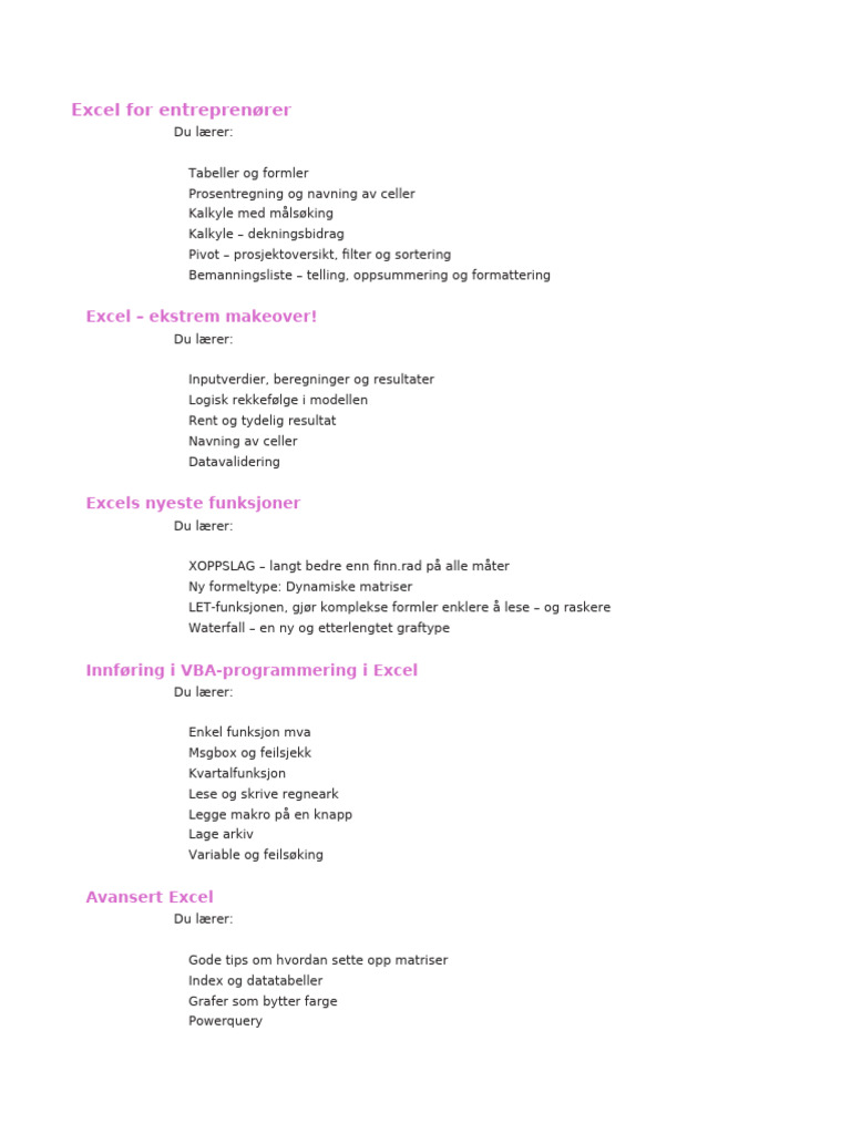 Excel Tema Oversikt | PDF
