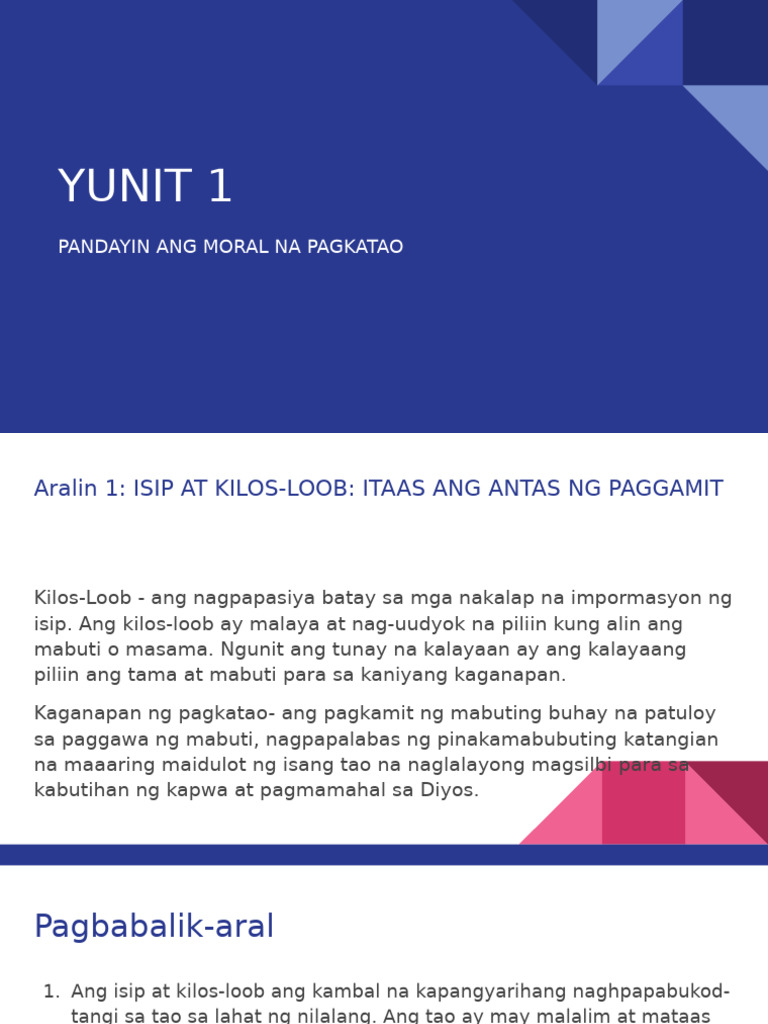 ESP 10 Q1 Aralin 1 | PDF | Philippines | Self-Improvement