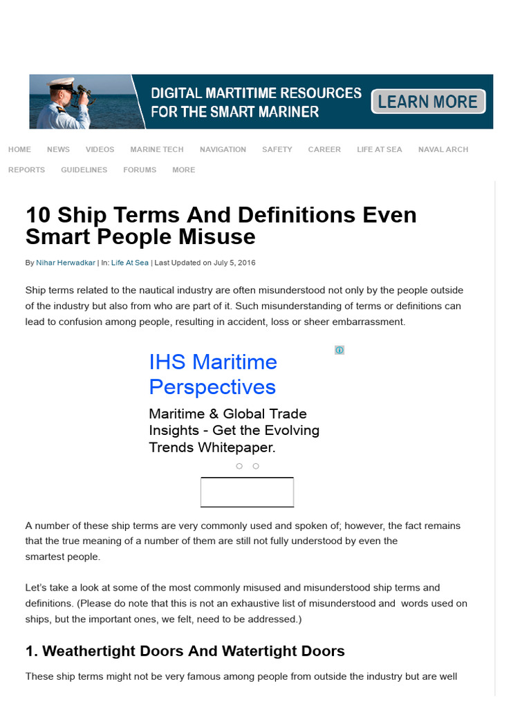 10 Ship Terms and Definitions Even Smart People Misuse | PDF | Tonnage ...
