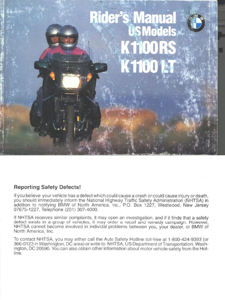 Riders Manual K1100 US Ver | PDF