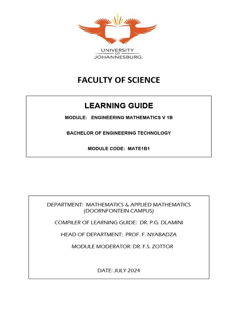 MATE1B1 Learning Guide 2024 | PDF