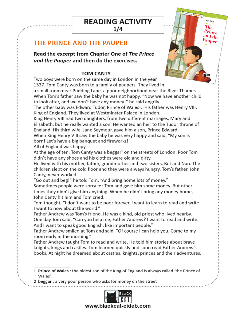 Prince and The Pauper Reading Activity | PDF | House Of Tudor | English ...