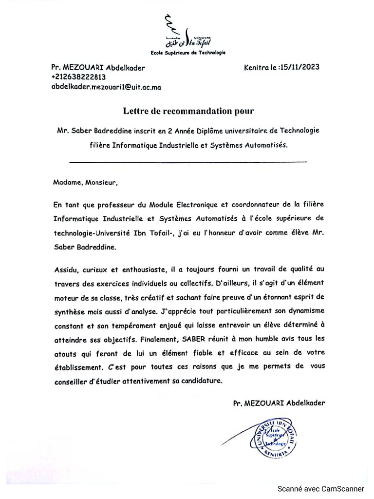 Lettres de Recommandations | PDF