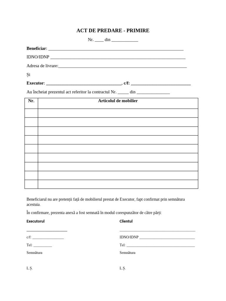 Act de Primire-Predare | PDF