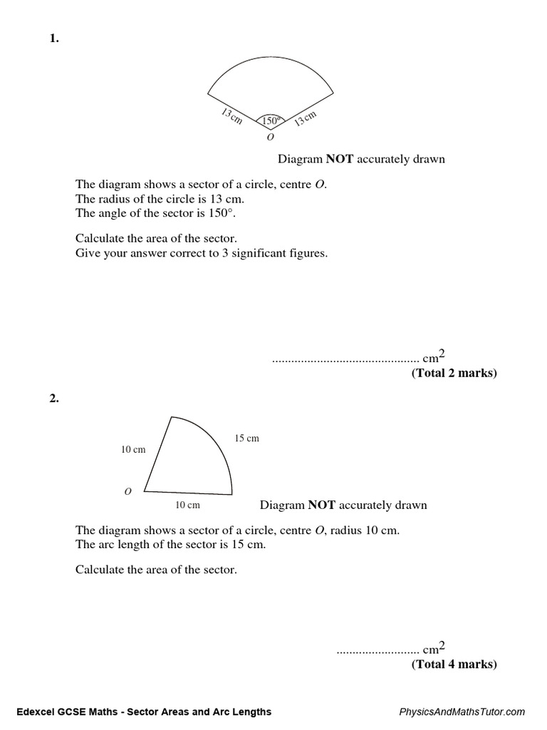 Sector Areas and Arc Lengths QP | PDF