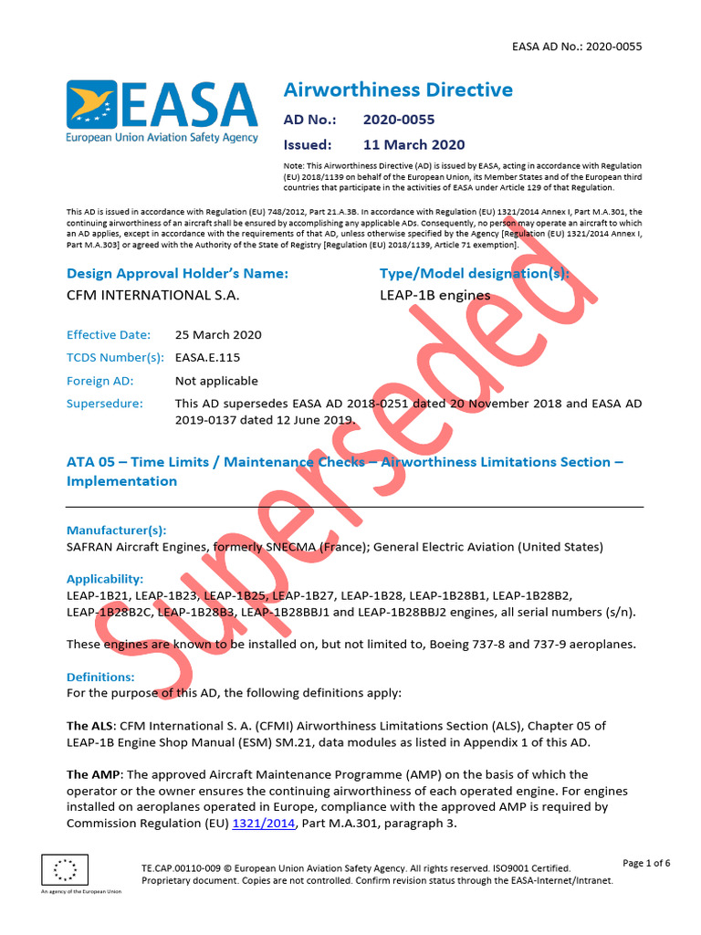 Easa Ad 2020-0055 1 | PDF