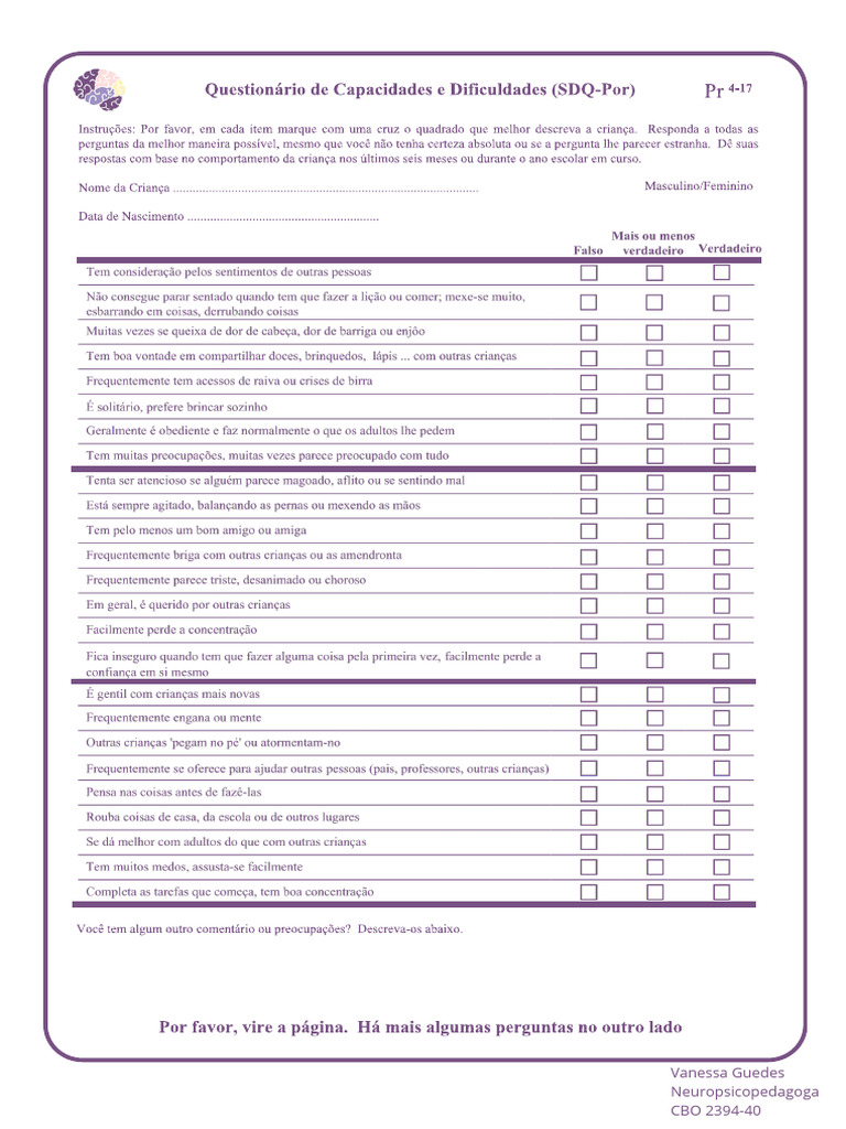 Professor SDQ- 4_17 Anos | PDF