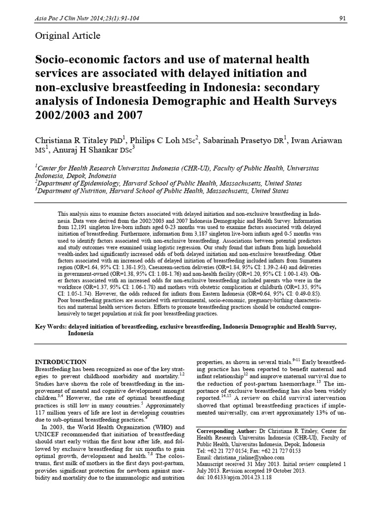 Original Article: Christiana R Titaley, Philips C Loh, Sabarinah ...