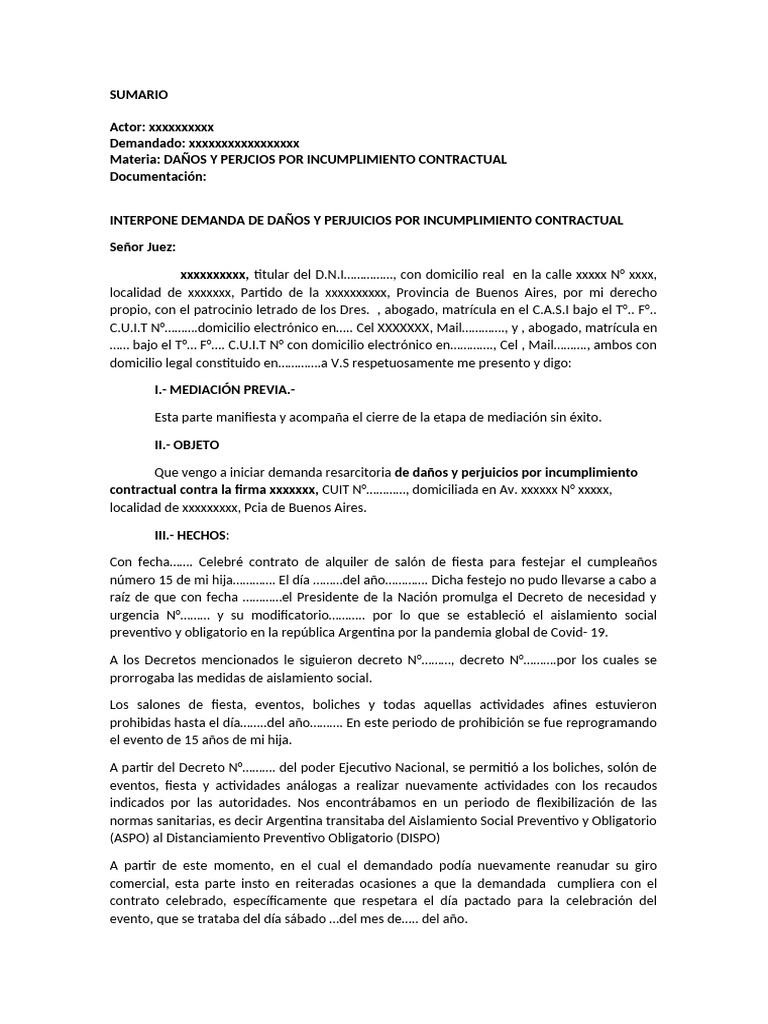 DEMANDA MODELO - Docx11 | PDF