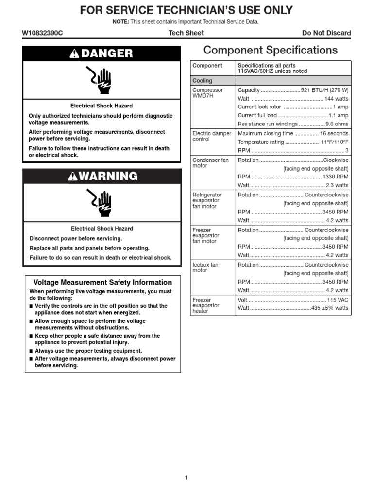 Tech Sheet W10832390 RevC | PDF
