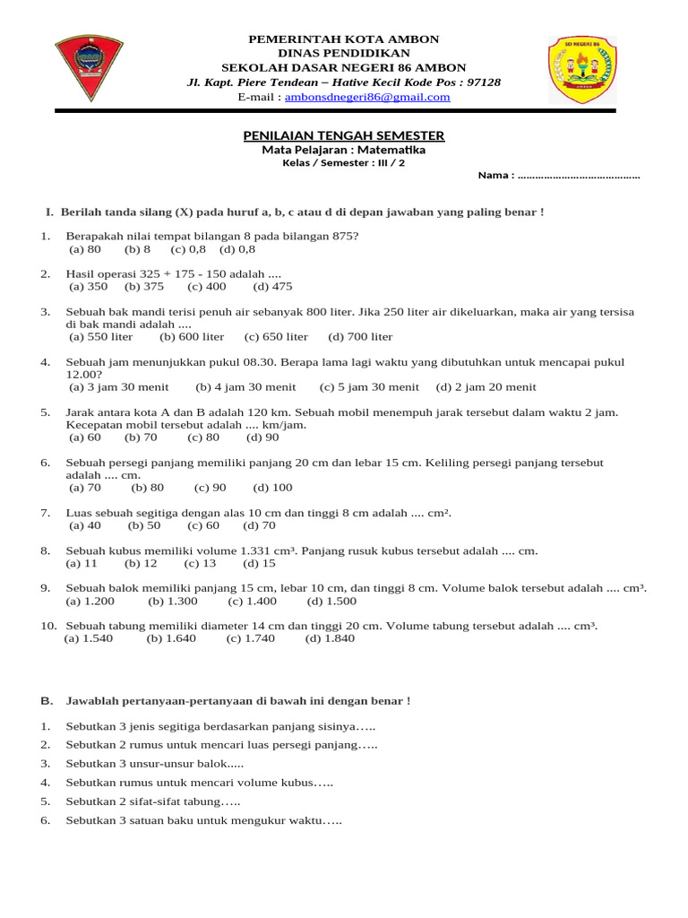 Soal Matek - 2 | PDF