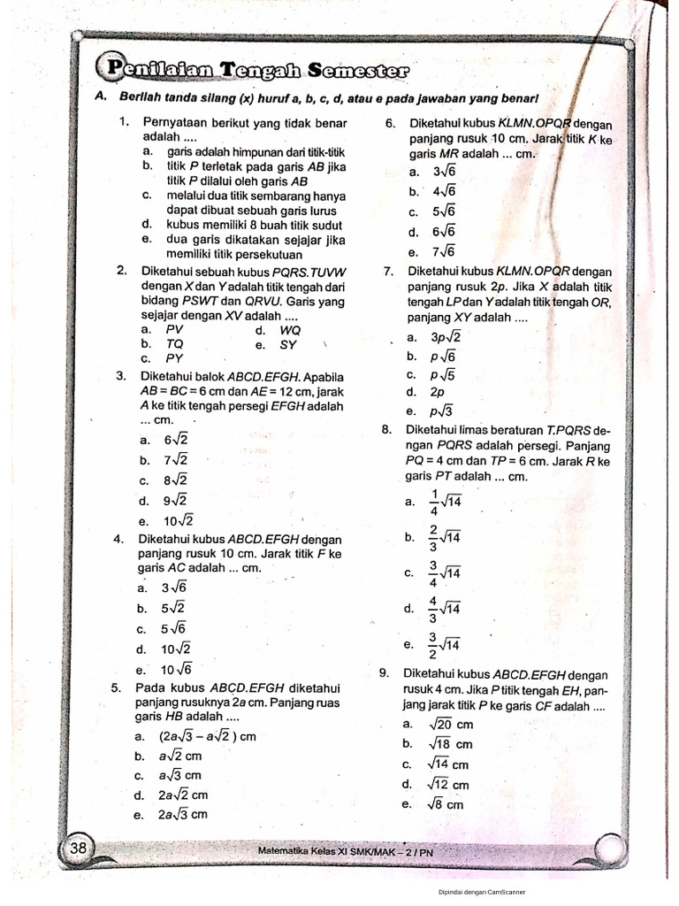 Latihan Soal PTS MTK Modul | PDF