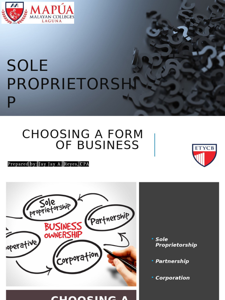 Choosing A Form of Business Ownership - Sole Proprietorship | PDF