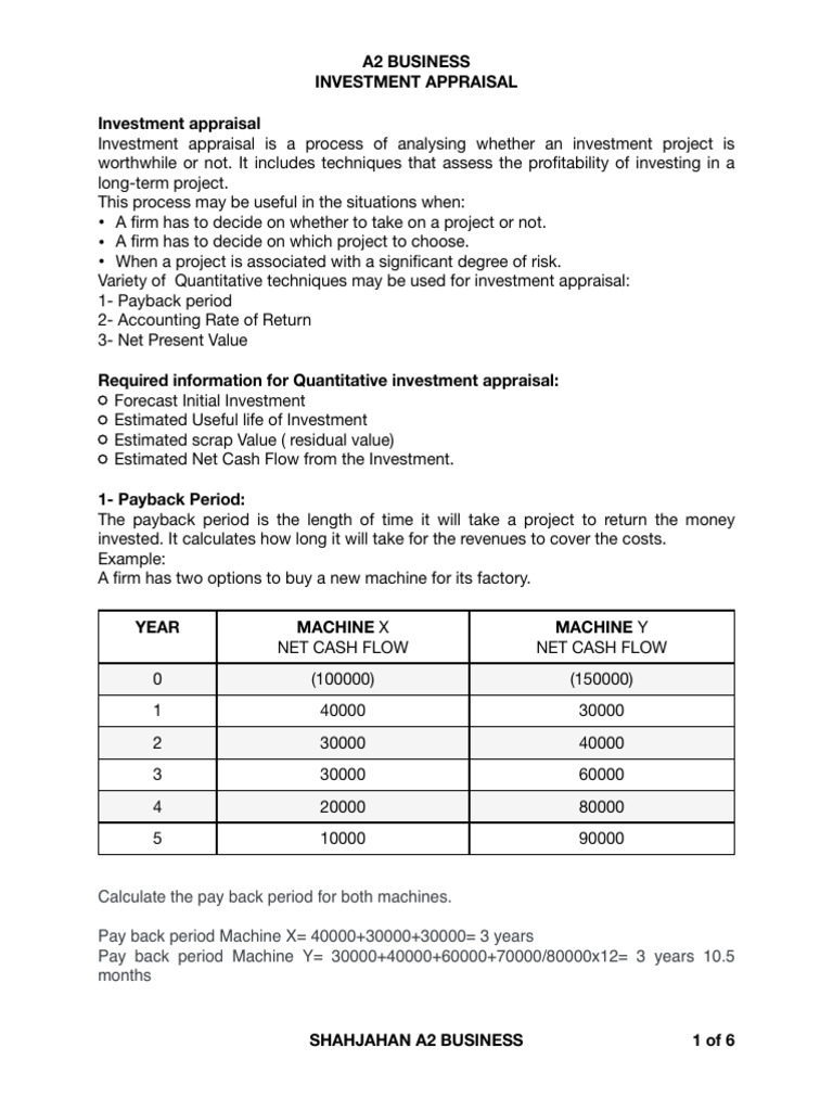 Investment appraisal | PDF
