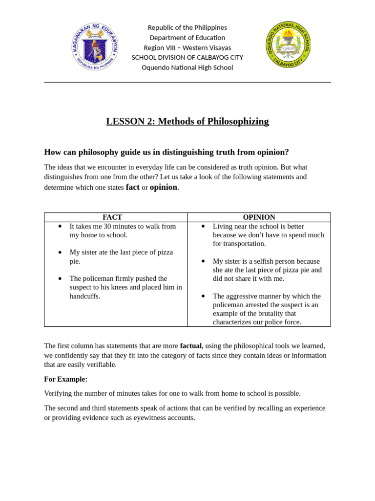 Lesson 2 Methods of Philosophizing | PDF