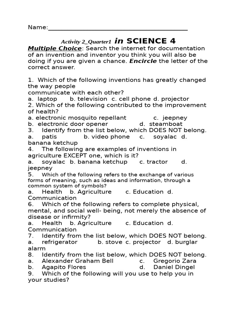Quiz 2 Science 4 | PDF