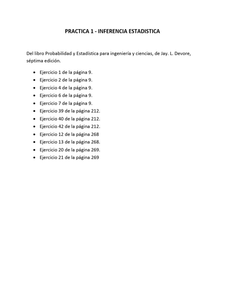 Practica #1 - Inferencia Estadistica | PDF