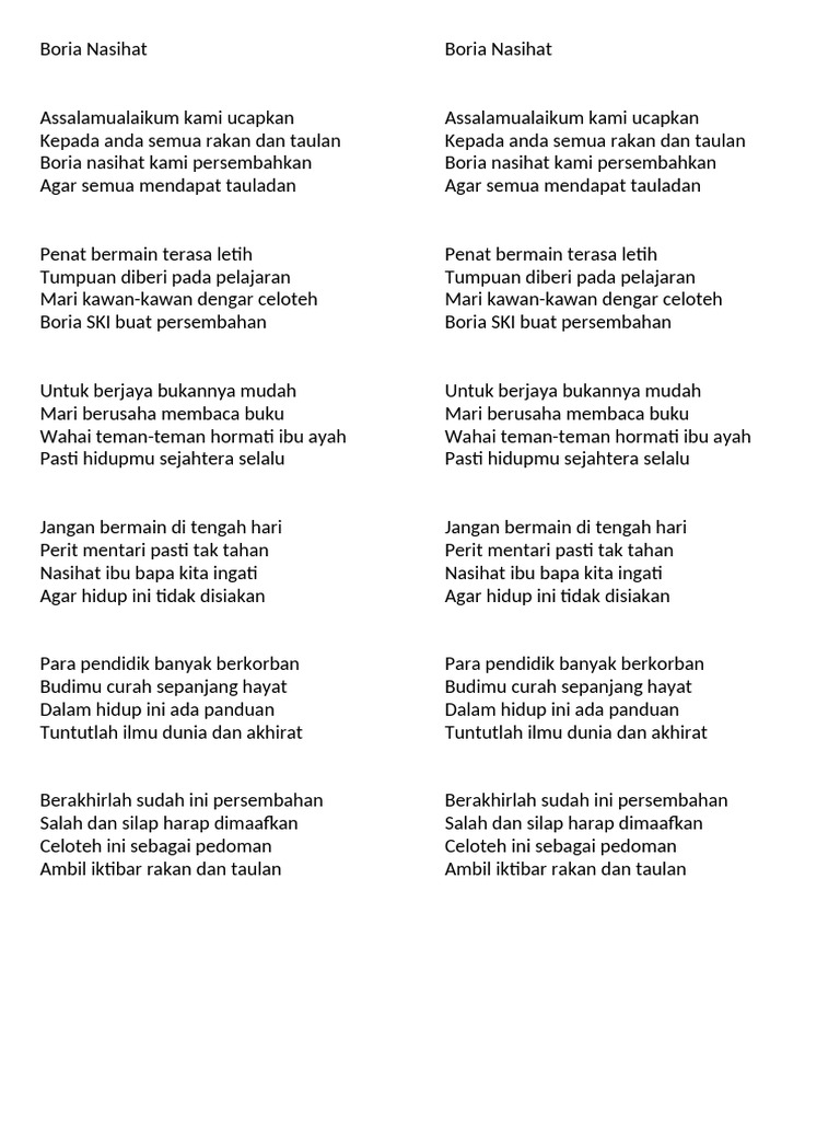 Boria Nasihat | PDF