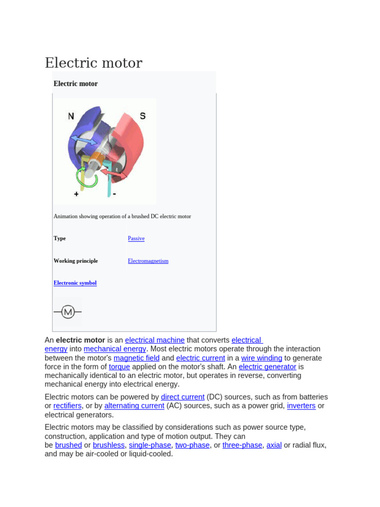 Electric Motor | PDF