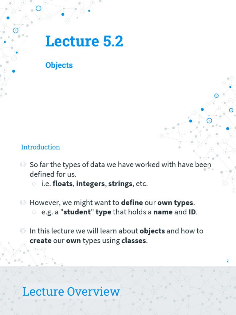 Lecture 5.2 - Objects | PDF