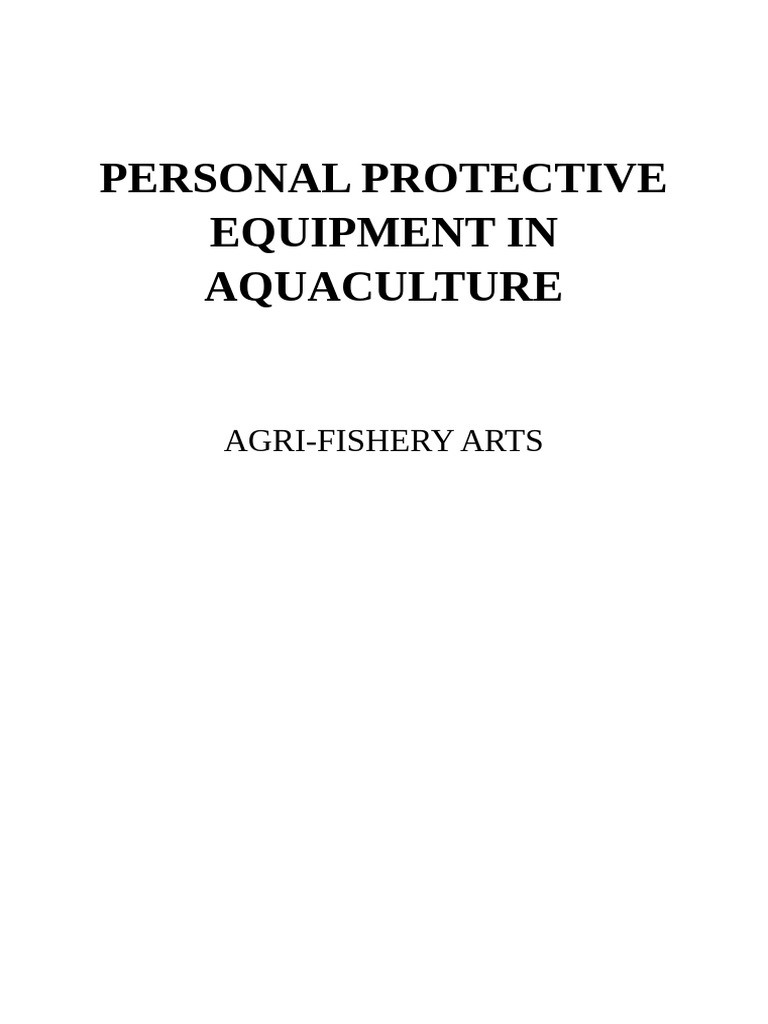 PERSONAL PROTECTIVE EQUIPMENT IN AQUACULTURE - Tristan | PDF