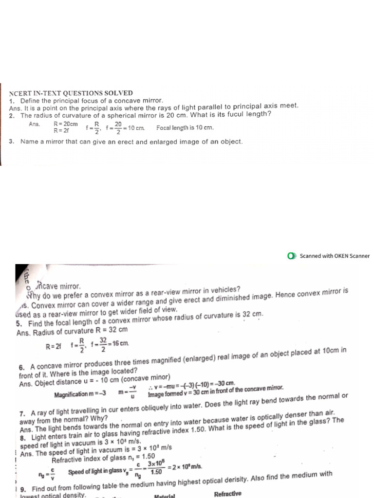 Light Reflection and Refraction - Question Bank | PDF