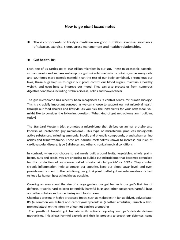 How To Go Plant Based Notes | PDF