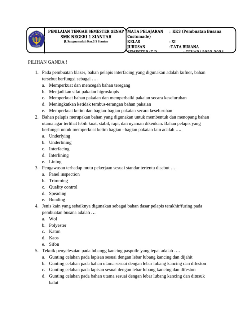 Soal PTS Genap | PDF