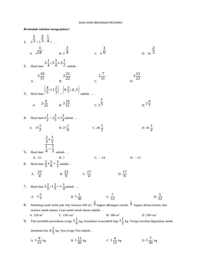 Soal Pecahan | PDF