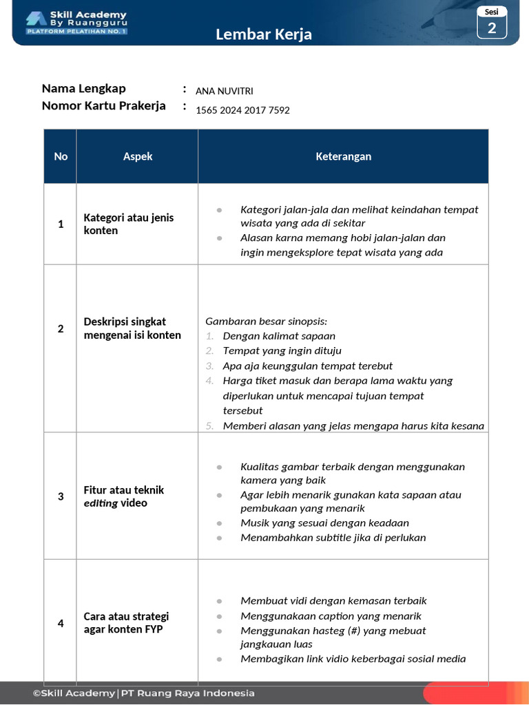 TPM 1 Merancang Vidio TikTok Untuk Pemasaran - (ANA NUVITRI) | PDF