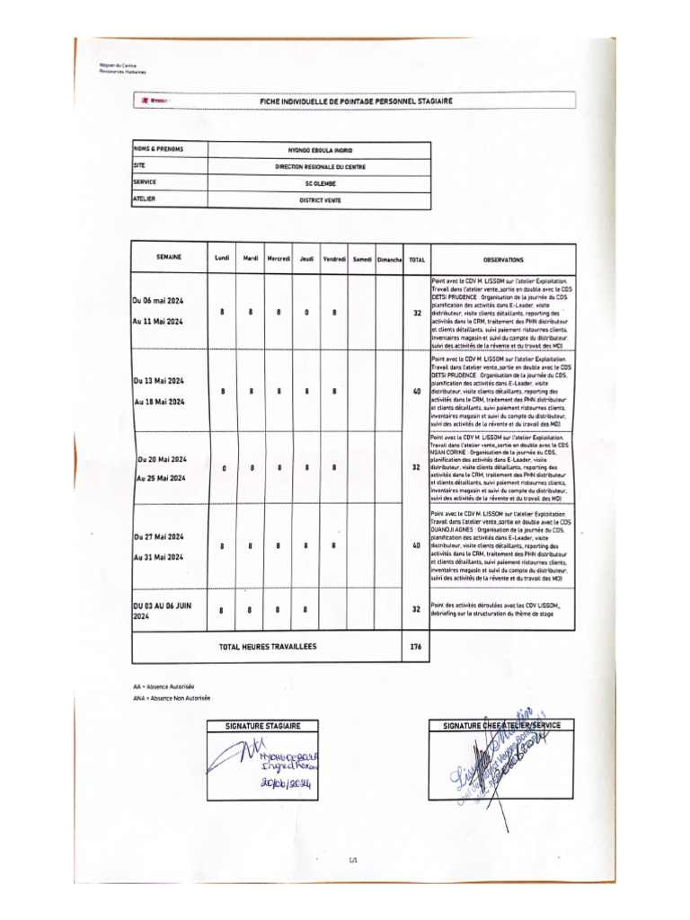 Fiche de Pointage | PDF