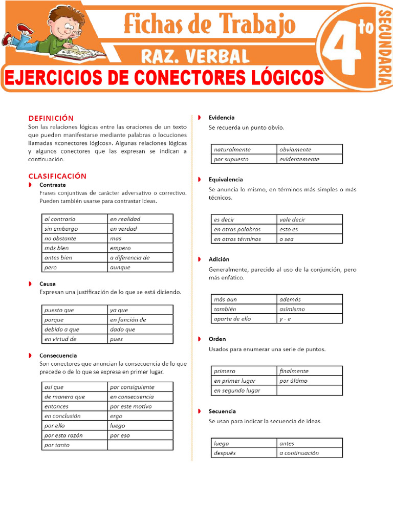 EJERCICIOS DE CONECTORES LÓGICOS - PDF | PDF