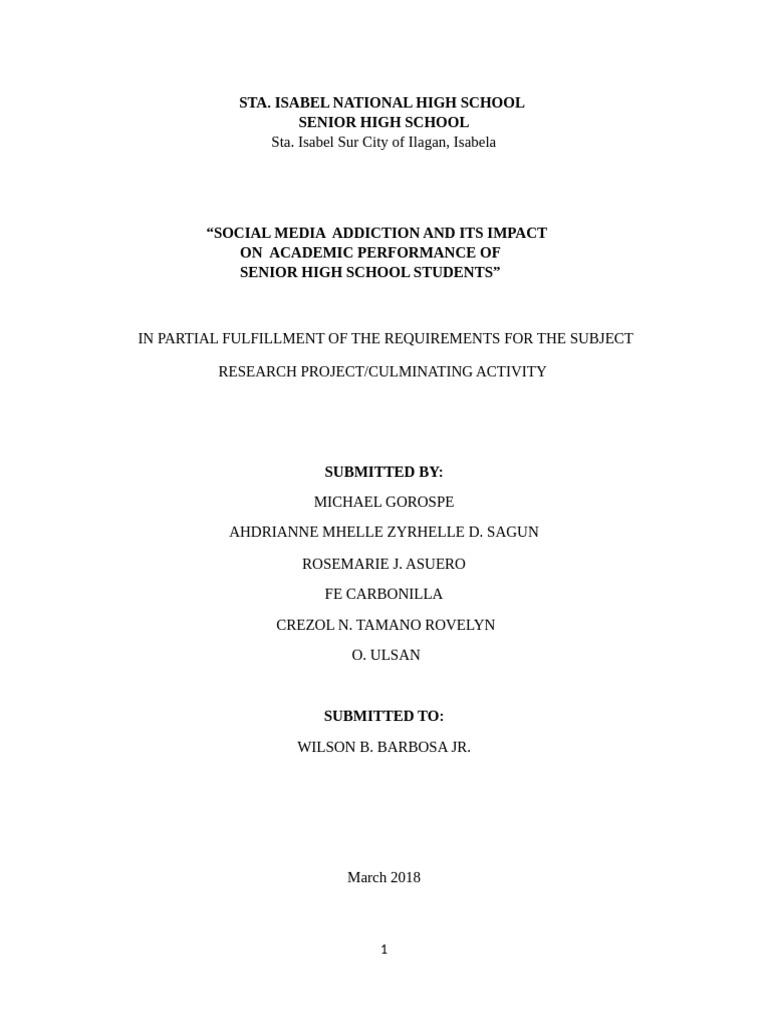 The Impact of Social Media On Students Academic Performance of Sinhs | PDF