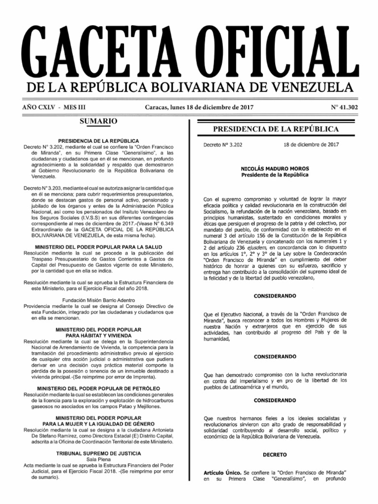 Gaceta Oficial 41.302 | PDF