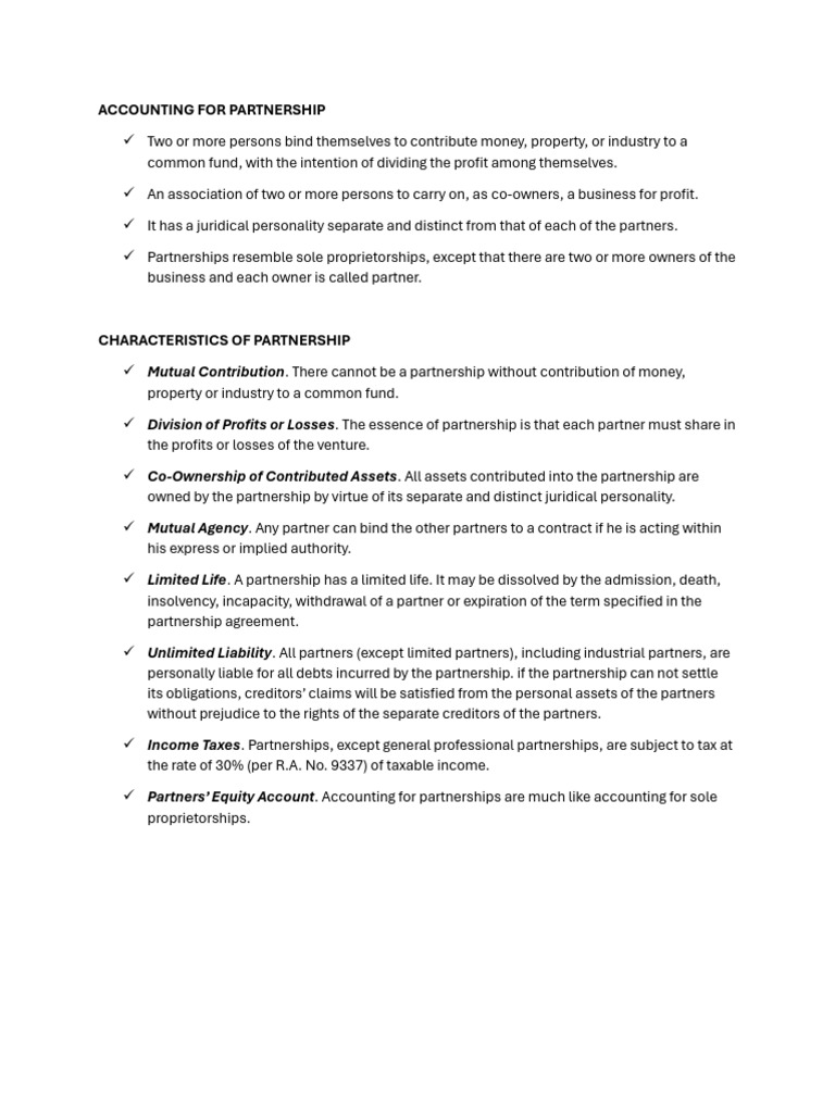 Accounting for Partnership | PDF