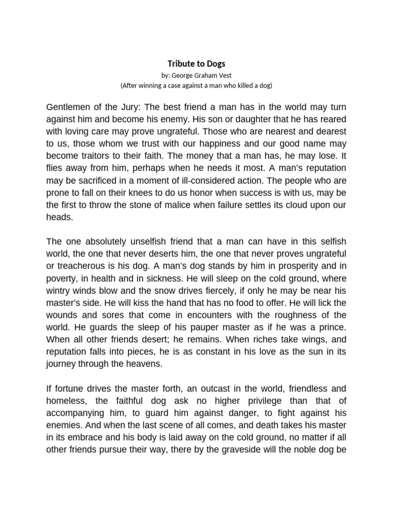 Tribute To Dogs Speech | PDF