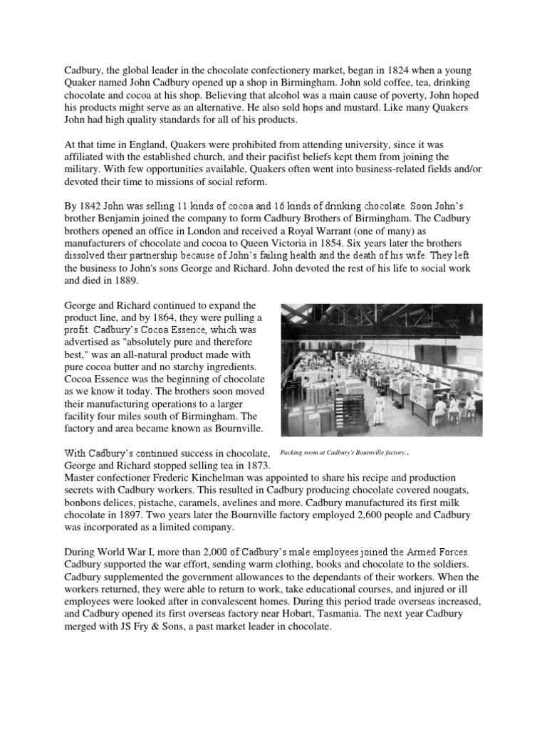 Cadbury History | PDF | Confectionery | Chocolate