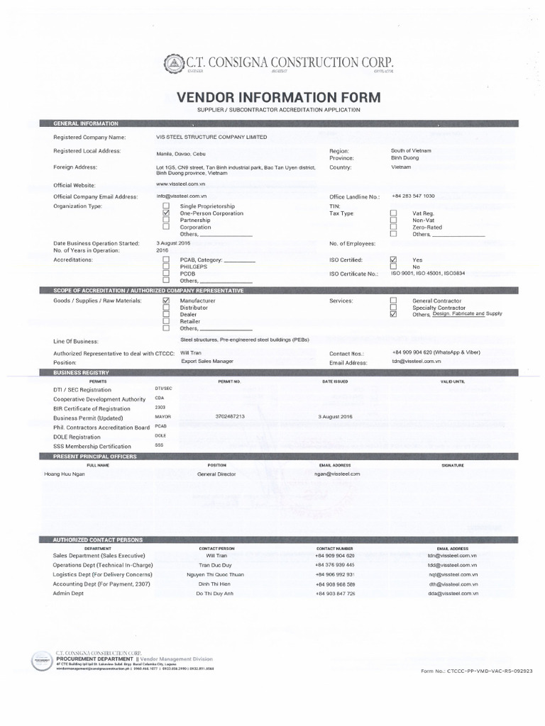 Vendor Information Form | PDF