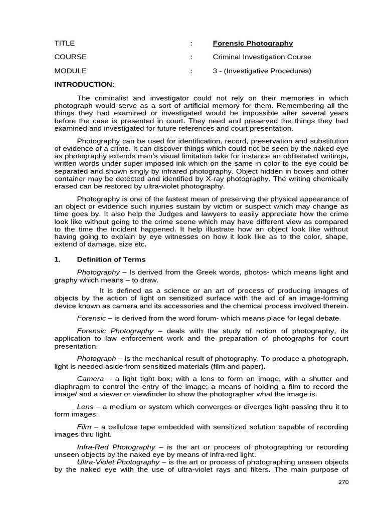 1 Forensic Photography | PDF