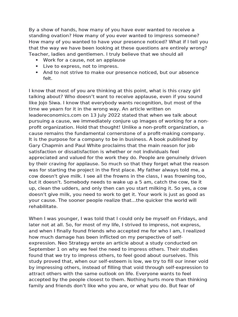 Eng Speech Work For Cause | PDF