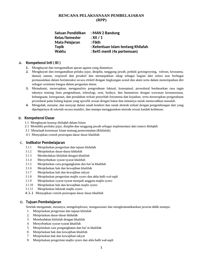 RPP Fikih XII | PDF