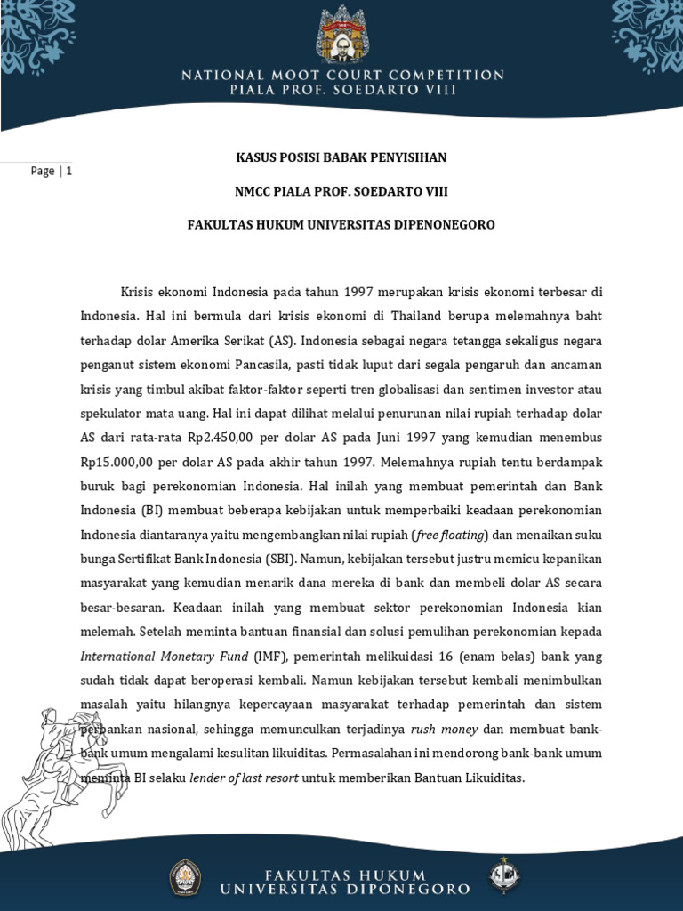 Kasus Posisi Babak Penyisihan NMCC Prof. Soedarto | PDF