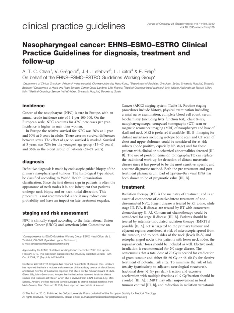 Clinical Practice Guideline KNF Ehns-Esmo | PDF