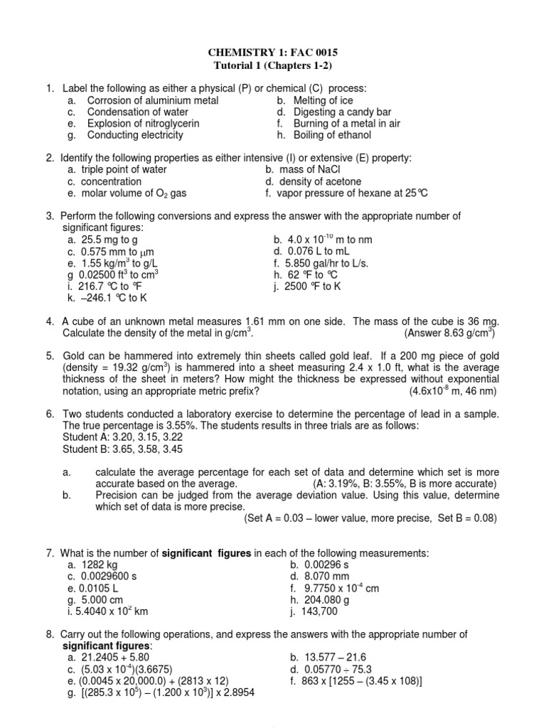 Tutorial1 Jan10 | PDF | Teaching Methods & Materials | Science ...